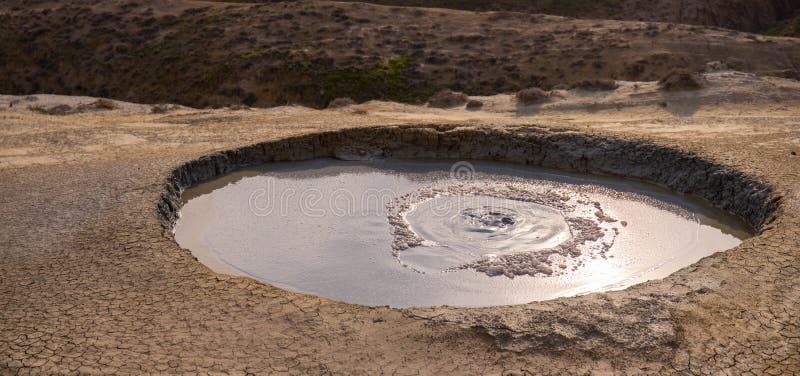 Beautiful Round Mud Volcano in the Mountains. Gobustan. Azerbaijan ...
