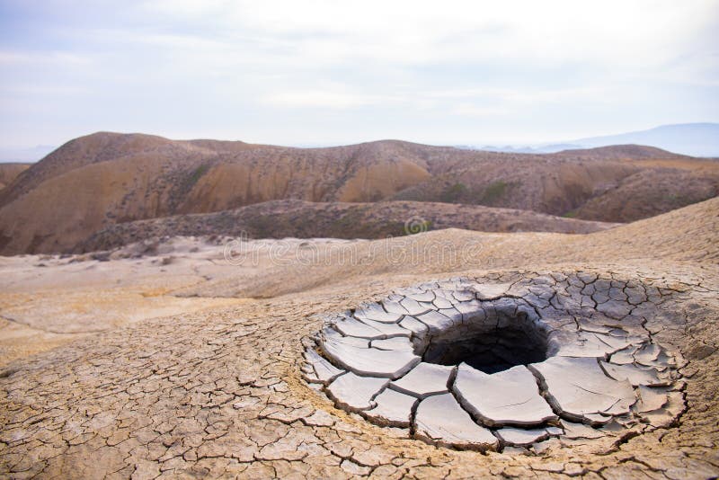 Beautiful Round Mud Volcano in the Mountains. Gobustan. Azerbaijan ...