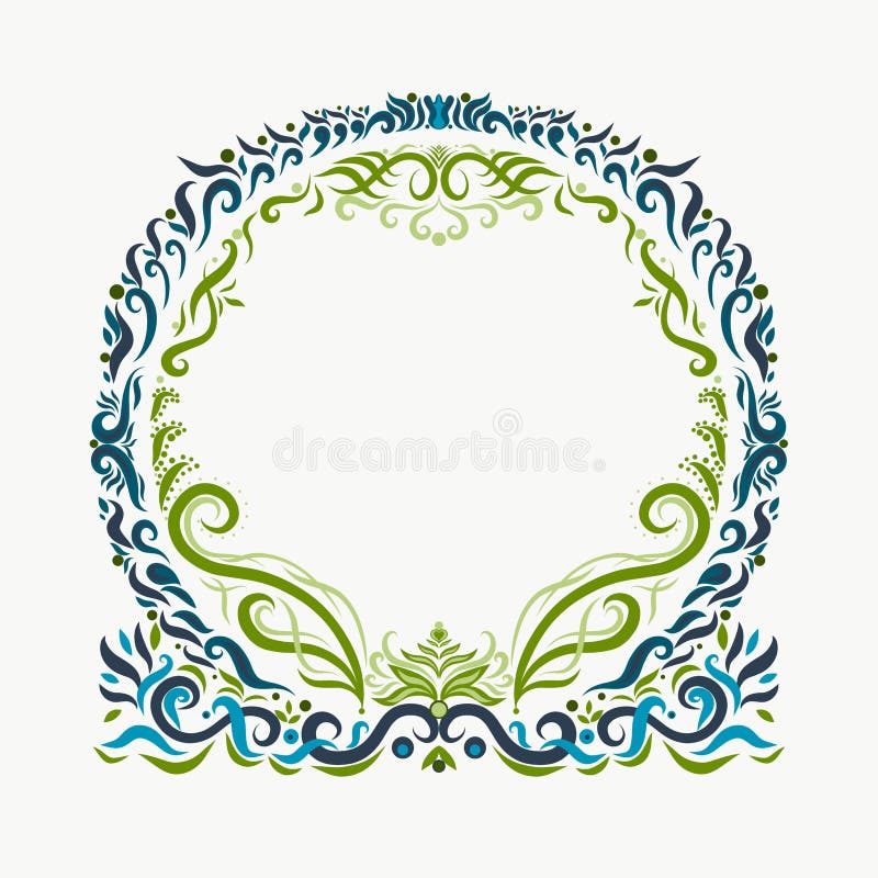 Patterned Frame with Twisted Elements in Blue Tones Stock Illustration ...