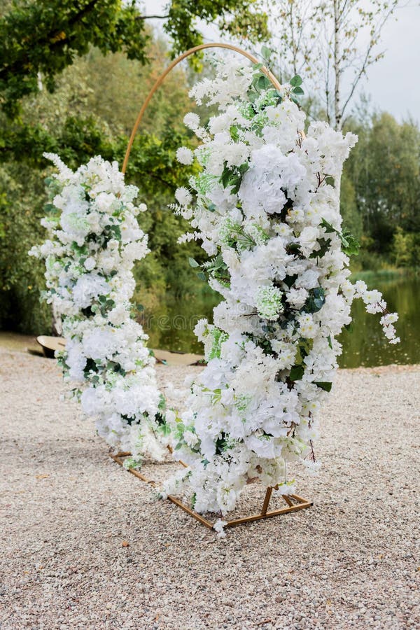 Round Wedding Arch Decorated with Flowers Stock Image - Image of ...
