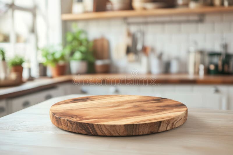 Beautiful Round Wood Tabletop Ready for Display in a Bright and Clean ...