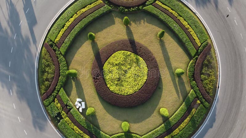 Beautiful Roundabout Planted with Tree Stock Video - Video of drive ...