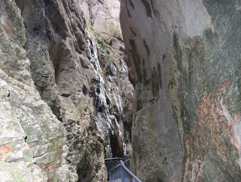 Beautiful Route Gorge Narrow Path Walkways Deep River Spain Stock Image ...