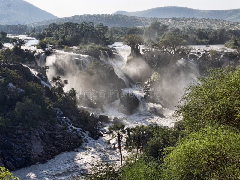 Beautiful Ruacana Falls on the Border of Namibia and Botswana. Stock ...
