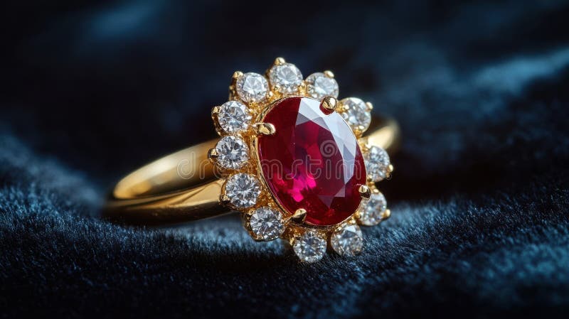 Beautiful Ruby Ring with Diamonds Stock Image - Image of rich, present ...