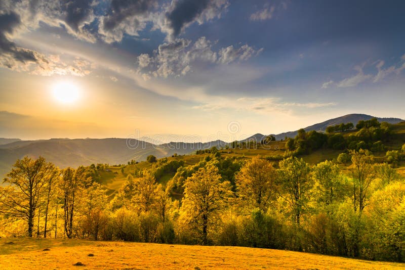 Beautiful Rural Landscape in Sunset Light Stock Image - Image of ...