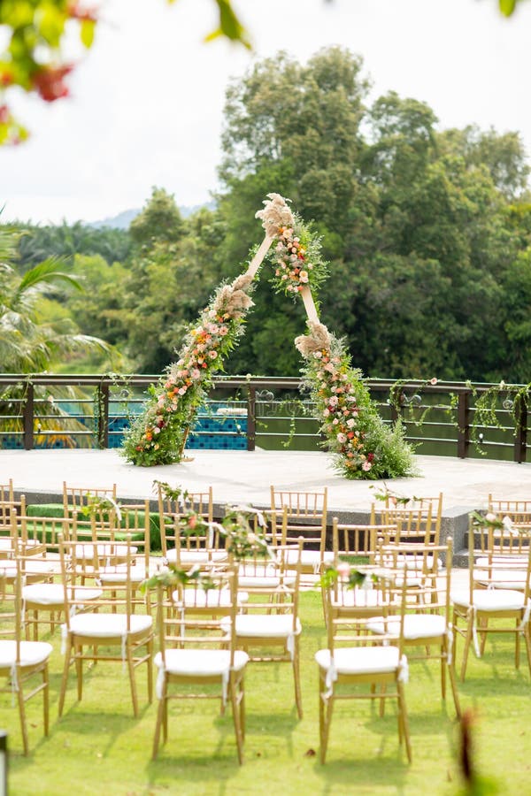 Beautiful and Rustic Garden Wedding Setup Stock Photo - Image of deco ...