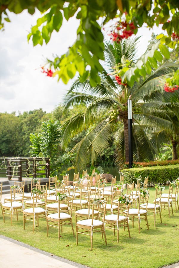 Beautiful and Rustic Garden Wedding Setup Stock Image - Image of setup ...