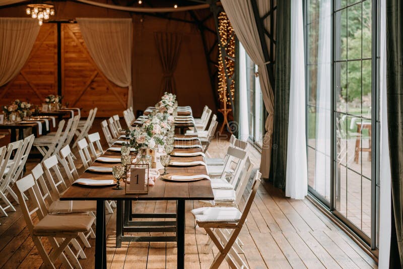 A Beautiful Rustic Table Setting for a Wedding Reception Stock Photo ...