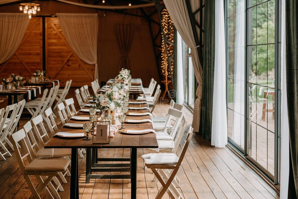 A Beautiful Rustic Table Setting for a Wedding Reception Stock Photo ...