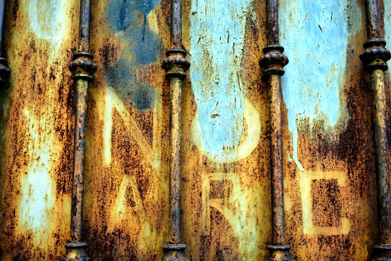 Beautiful rusty metal gate stock image. Image of blue - 67141811