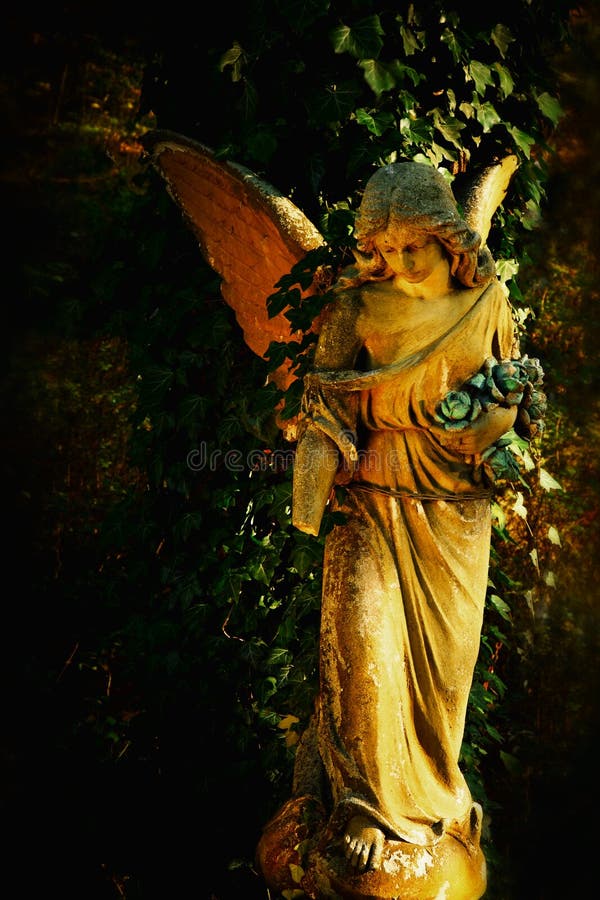 Beautiful Sad Angel. Ancient Statue. Vertical Image Stock Photo - Image ...