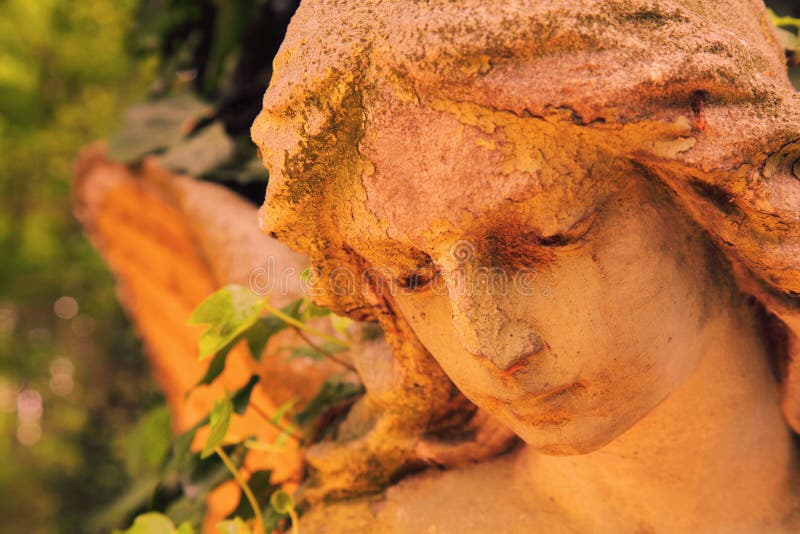 Beautiful Sad Angel. Vintage Styled Image of Ancient Statue. Stock ...