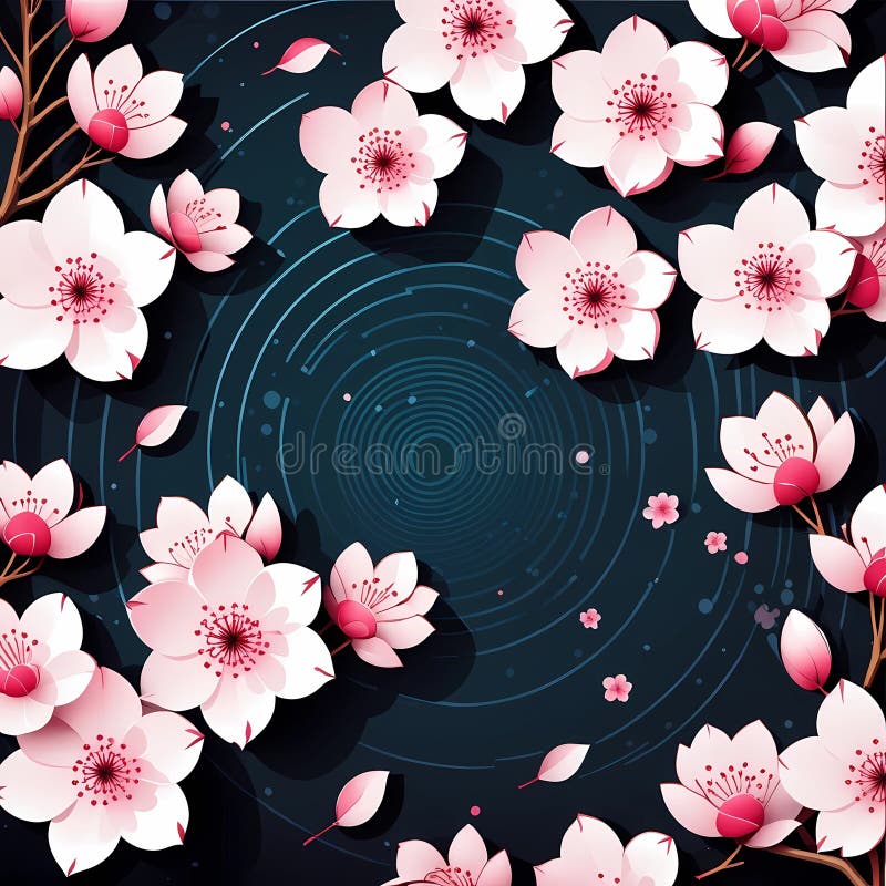 Beautiful Sakura Background Stock Illustration - Illustration of ...