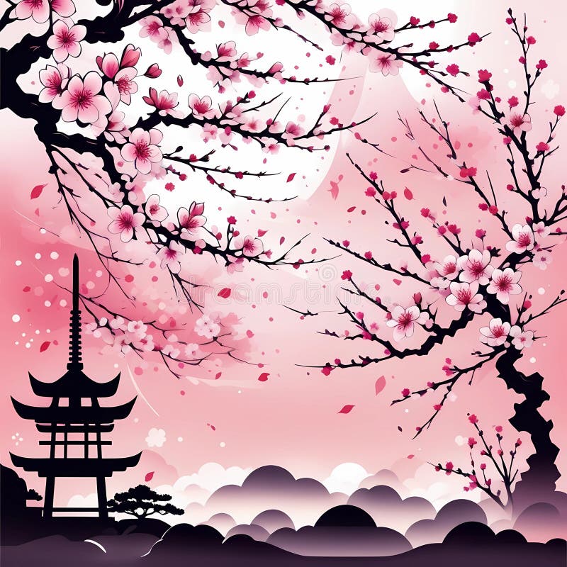 Beautiful Sakura Background Stock Illustration - Illustration of circle ...