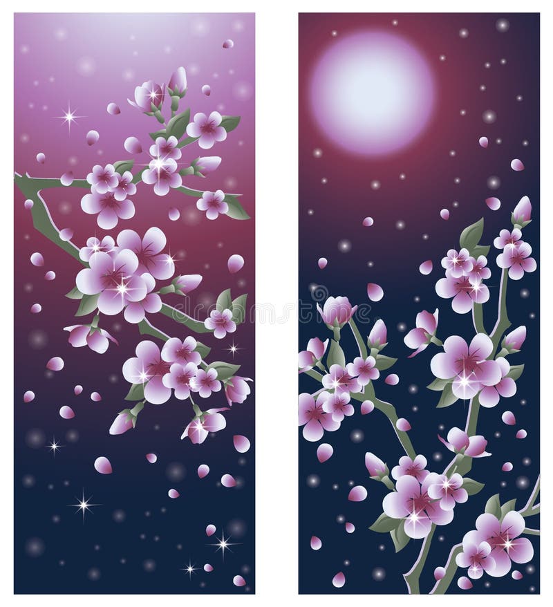 Two sakura banners stock vector. Illustration of horizontal - 31094247