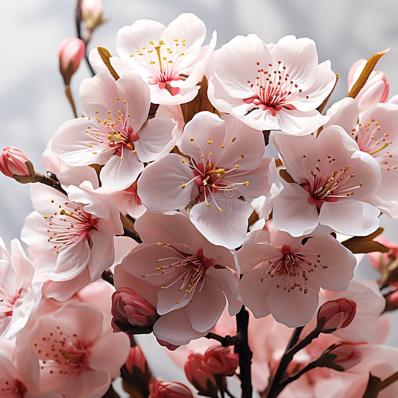 Beautiful Sakura Flower Cluster Stock Illustration - Illustration of ...
