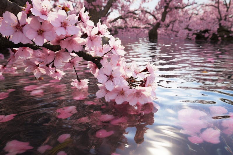 Beautiful Sakura Flowers. Generative AI Stock Illustration ...