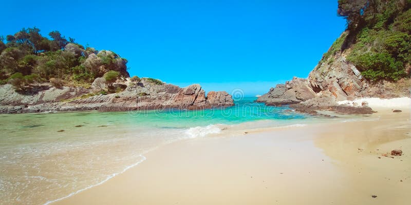 Beautiful Sandy Beach in Australia Stock Photo - Image of coastal ...