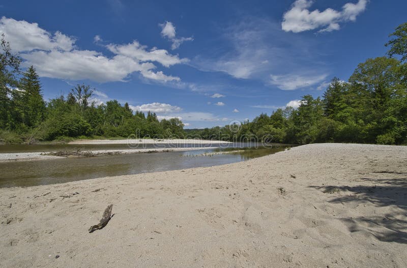 Beautiful Sandy Beach on the Isar River in Bavaria Stock Image - Image ...