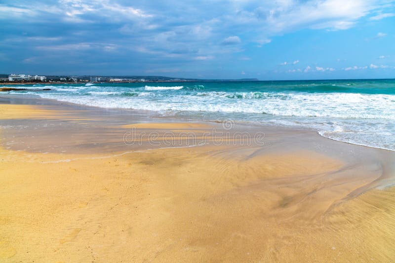 Beautiful Sandy Beach on the Island of Cyprus Stock Photo - Image of ...