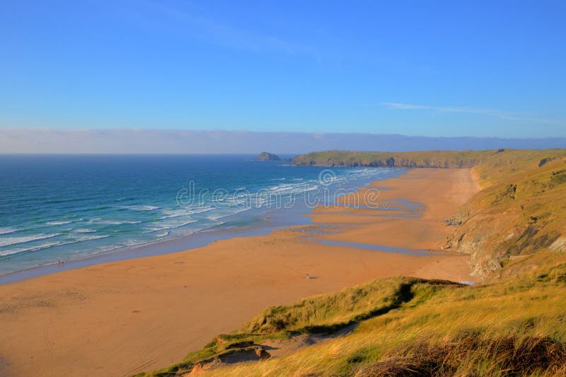 Beautiful Sandy Beach Perran Sands Perranporth Cornwall Stock Photo ...