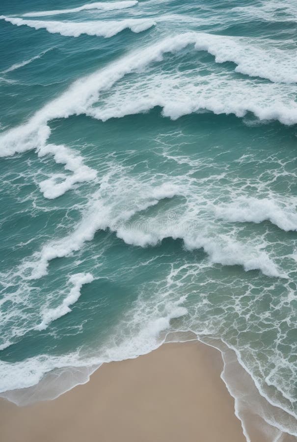 Beautiful Sandy Beach and Soft Blue Ocean Wave Stock Illustration ...