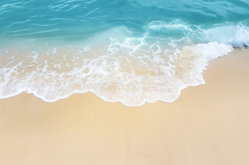Beautiful Sandy Beach and Soft Blue Ocean Wave Stock Illustration - Illustration of blue ...