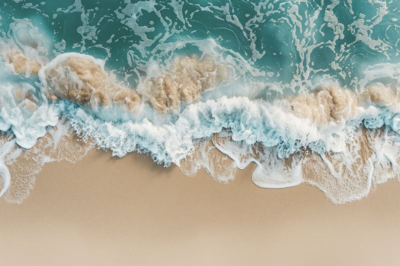 Beautiful Sandy Beach and Soft Blue Ocean Wave Stock Illustration - Illustration of shiny, blue ...