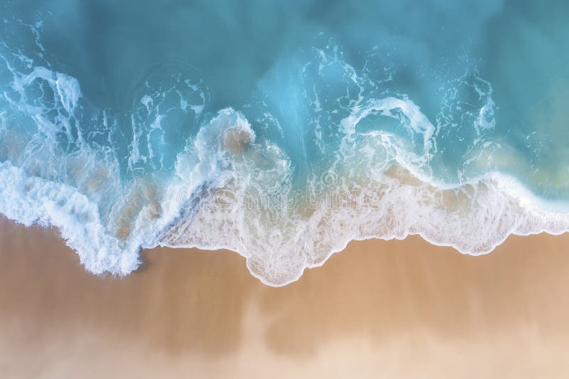 Beautiful Sandy Beach and Soft Blue Ocean Wave Stock Illustration - Illustration of sunlight ...
