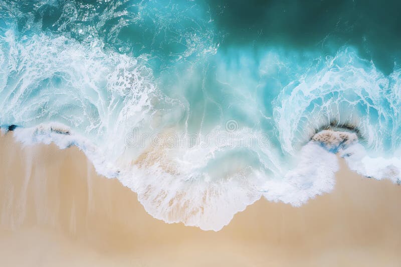 Beautiful Sandy Beach and Soft Blue Ocean Wave Stock Illustration ...