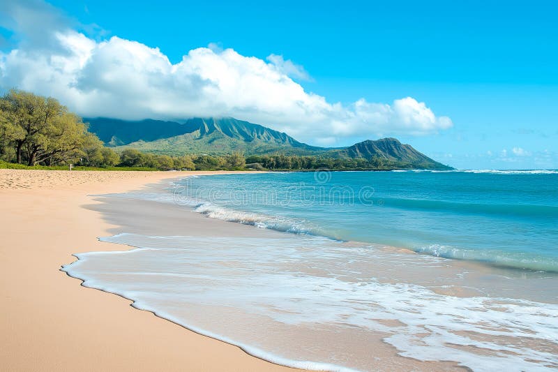 Beautiful Sandy Beach and Soft Blue Ocean Wave on a Sunny Day Stock ...