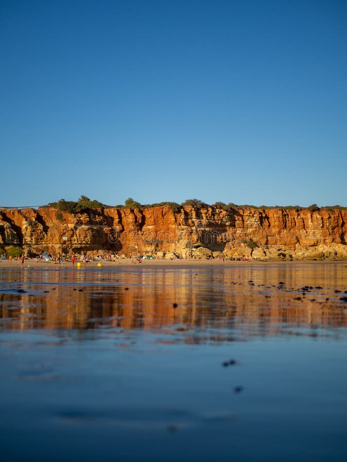 Beautiful Sandy Beach Surrounded by the High Cliffs Stock Image - Image ...