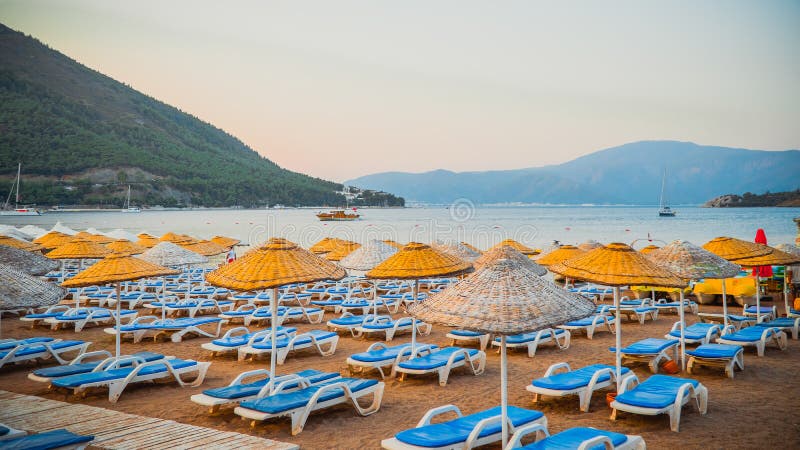Beautiful, Sandy Beach in Turkey Stock Photo - Image of palm, dome ...
