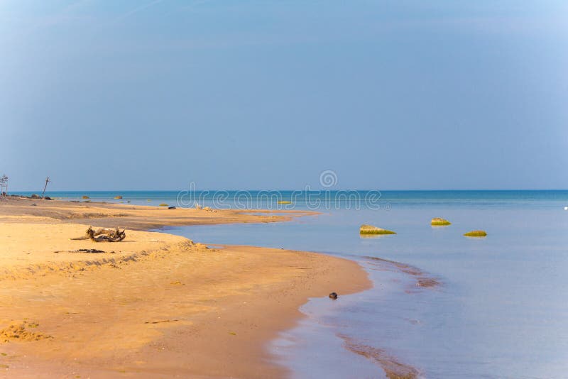 Beautiful Sandy Shoreline Landscape Sea Beach Sky Stock Photo - Image ...