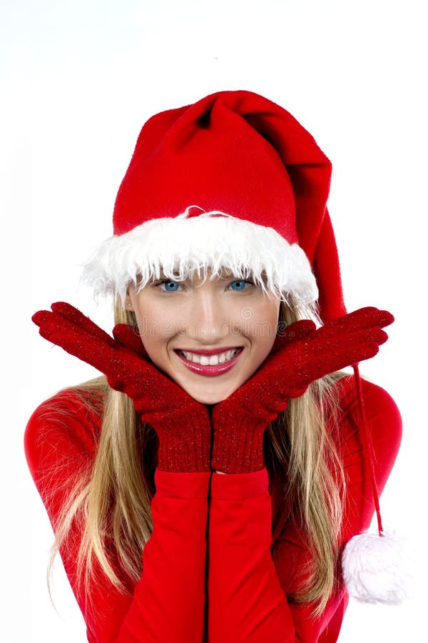 Beautiful Santa Claus girl stock photo. Image of blonde - 12087326