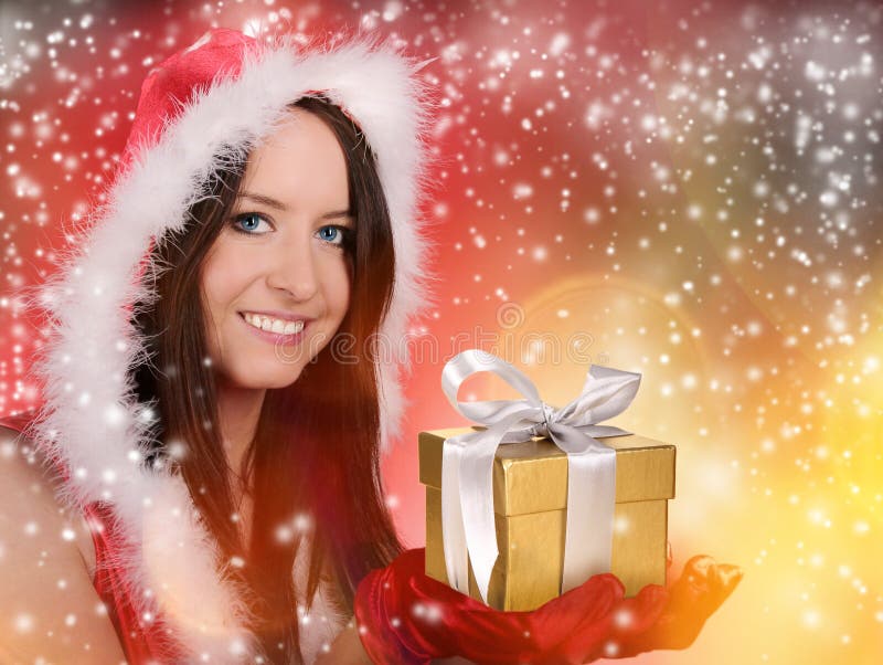 Beautiful santa girl stock photo. Image of christmas - 27618674