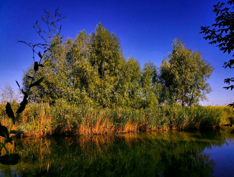 Beautiful Saturated Landscape with Water Reflection Stock Image - Image ...