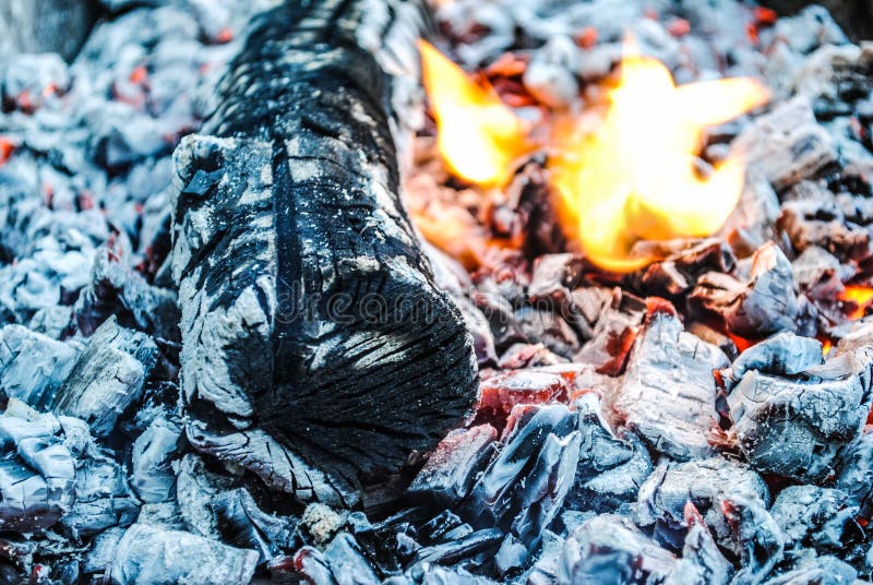 Burning Logs and Embers in the Fire Stock Image - Image of beautiful ...