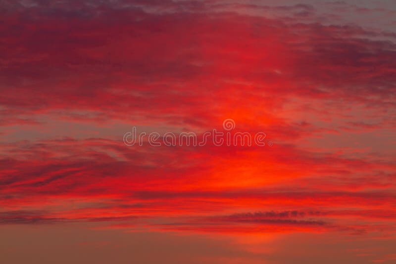 Beautiful Scarlet Sunrise Behind the Clouds Stock Photo - Image of ...