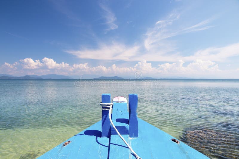 Beautiful Scene, Boat in the Tropical Sea with Blue Sky Background ...