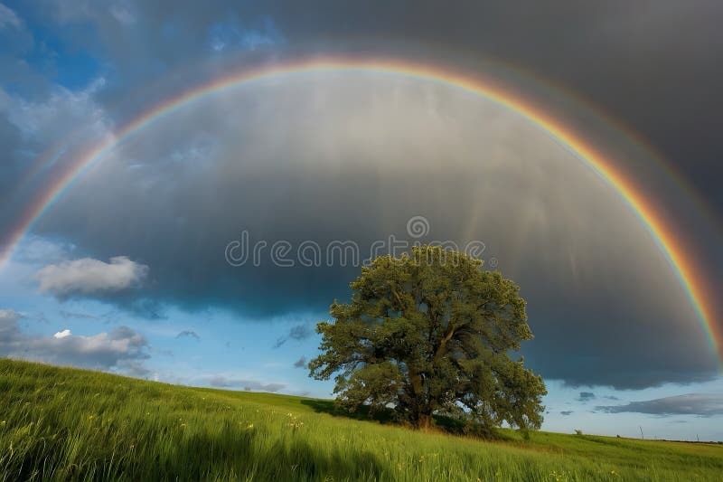 A Beautiful Scene of a Colorful Rainbow Stock Photo - Image of forest ...