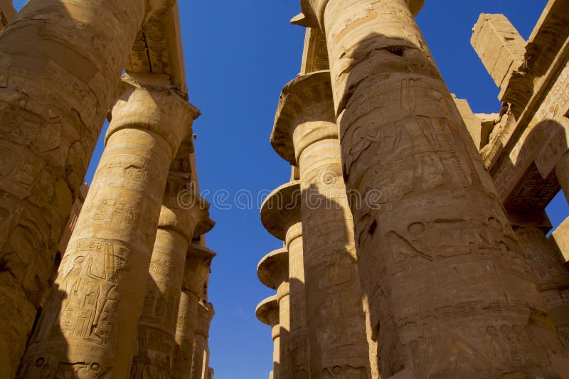 Beautiful Scene of Columns of the Karnak Temple Luxor Stock Image ...