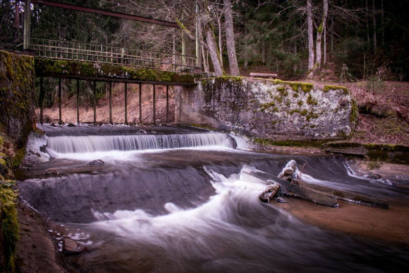 Beautiful Scene of Dam Over the River, Long Exposure Stock Photo ...