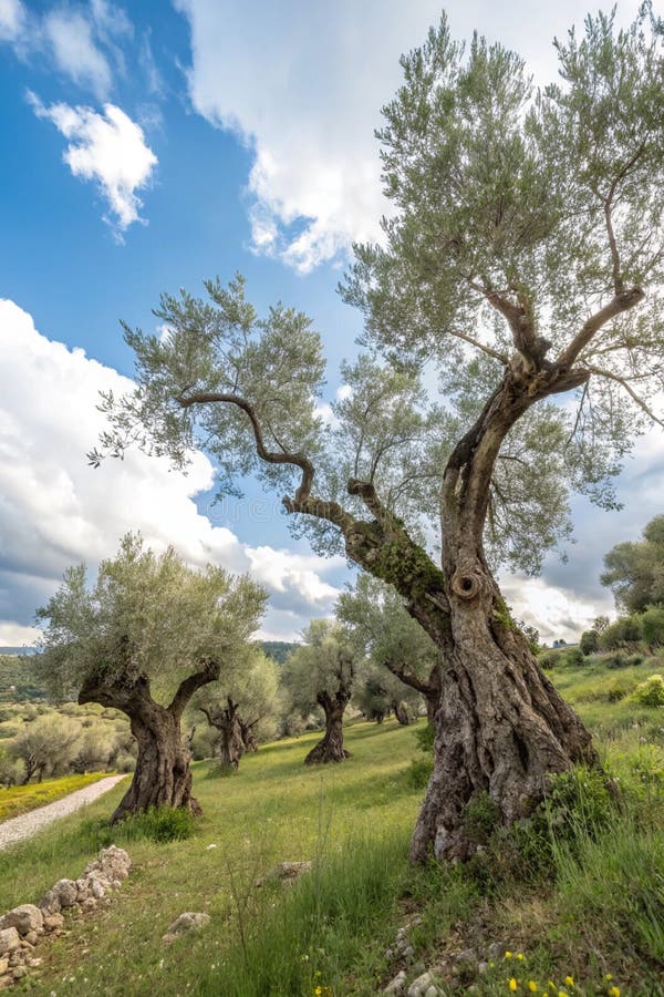 Beautiful Image of the Old Olive Trees Stock Illustration ...