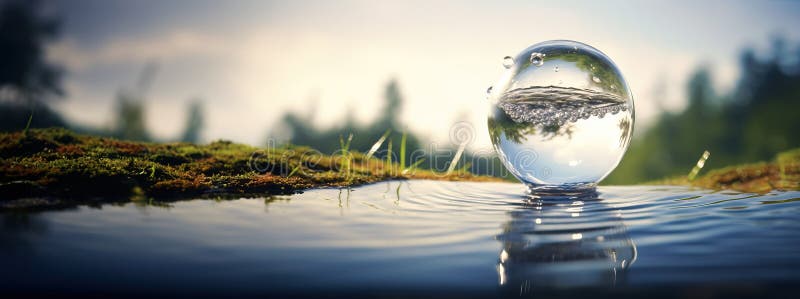 Beautiful Scene of Realistic Water Drop Falling into Water, Copy Space ...