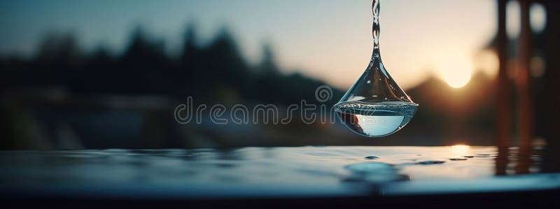 Beautiful Scene of Realistic Water Drop Falling into Water, Copy Space ...