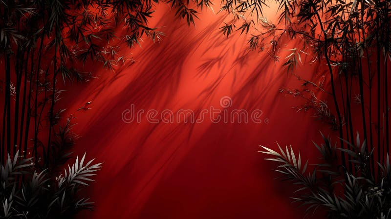 Beautiful Scene with Shadow of Leaves on Red Background Stock ...