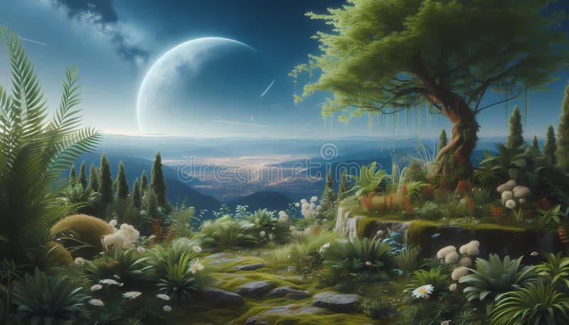 Beautiful Scene of Space for Nature with Trees. AI Generated. Stock ...