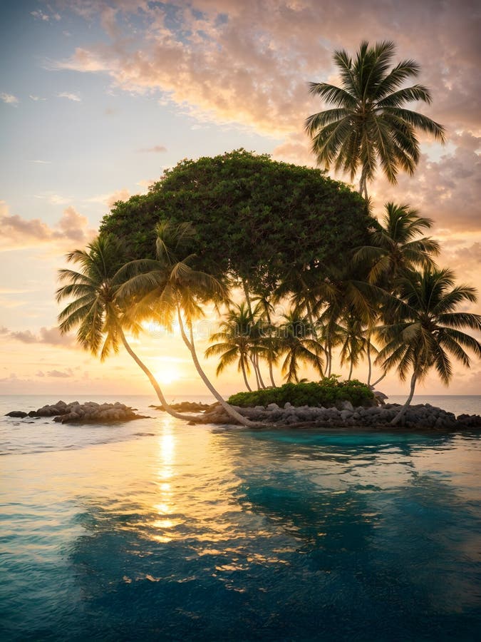 A Beautiful Scene of Sunset at the Beach Stock Illustration ...